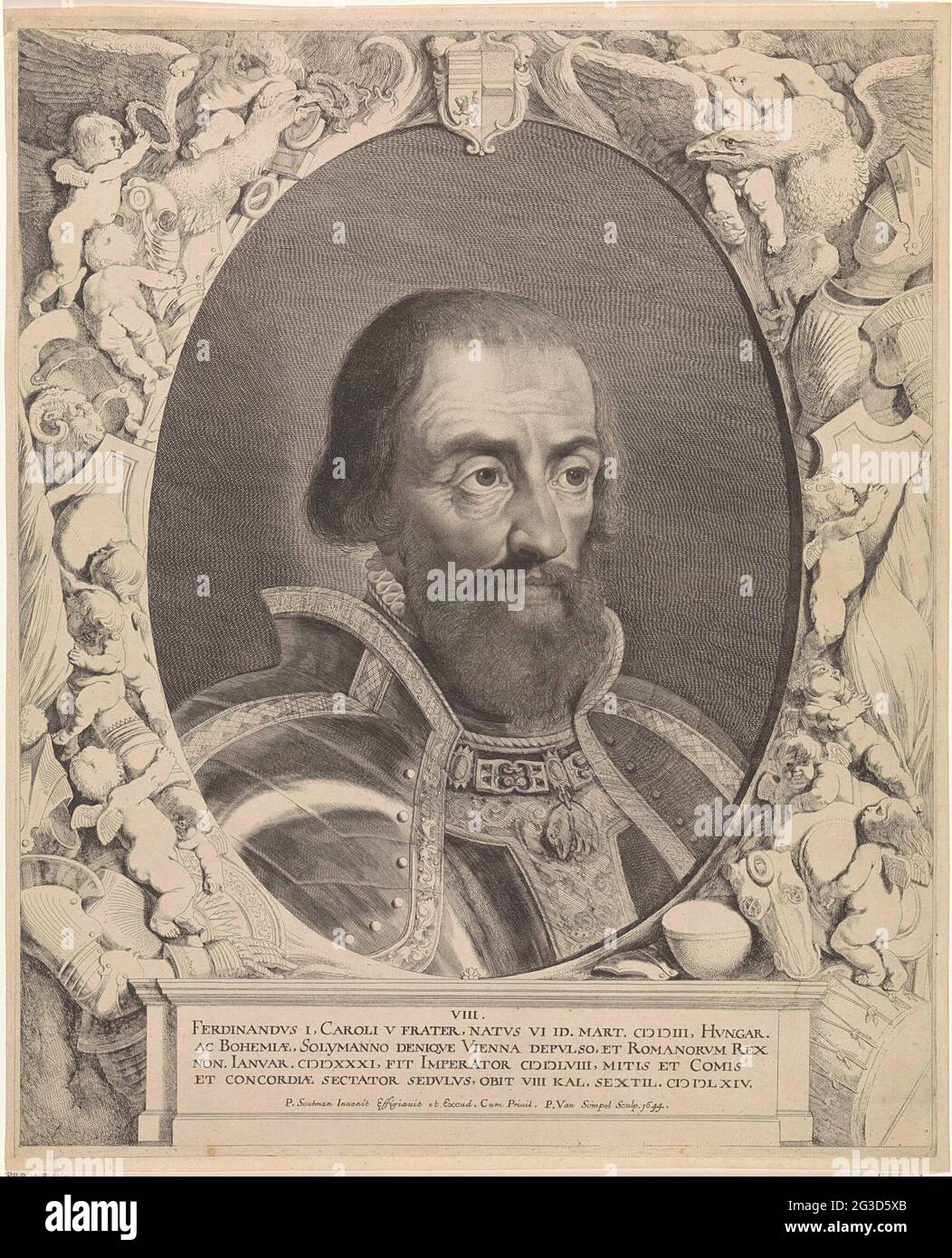 Portrait of Ferdinand I from Habsburg (German emperor); Effigies ...