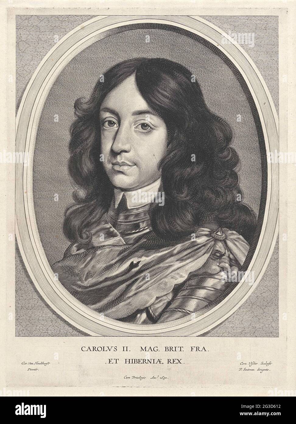 Portrait of Karel II, king of England; Portraits of nobles. Karel II ...