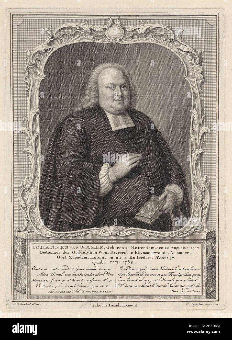 Portrait of Johannes van Marle. Portrait of Johannes van Marle, pastor ...