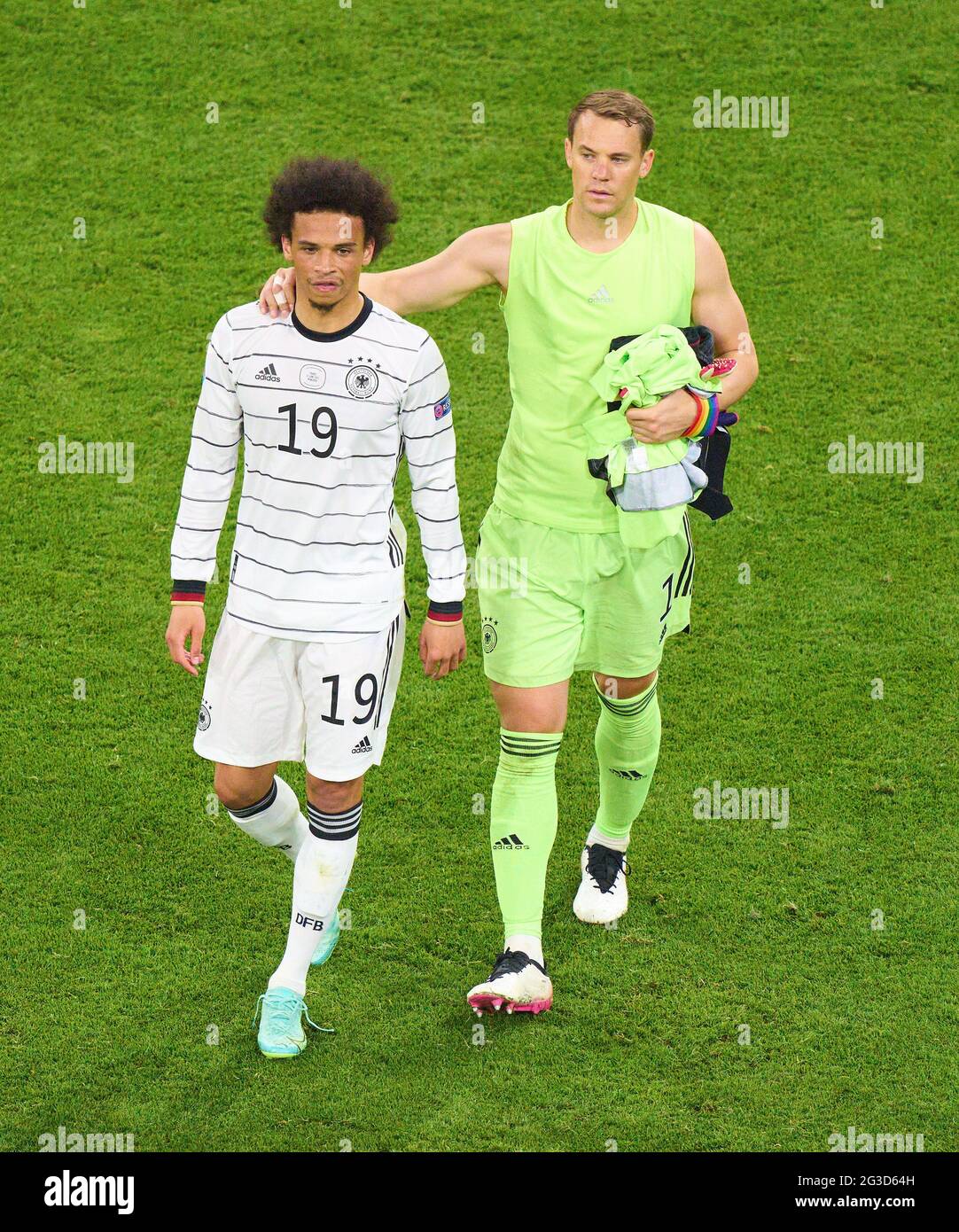 June 15, 2021 in Munich, Germany. Leroy SANE, DFB 19 Manuel NEUER, DFB ...