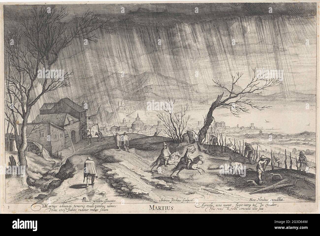 March, landscape with a rain shower; Martius; The twelve months ...