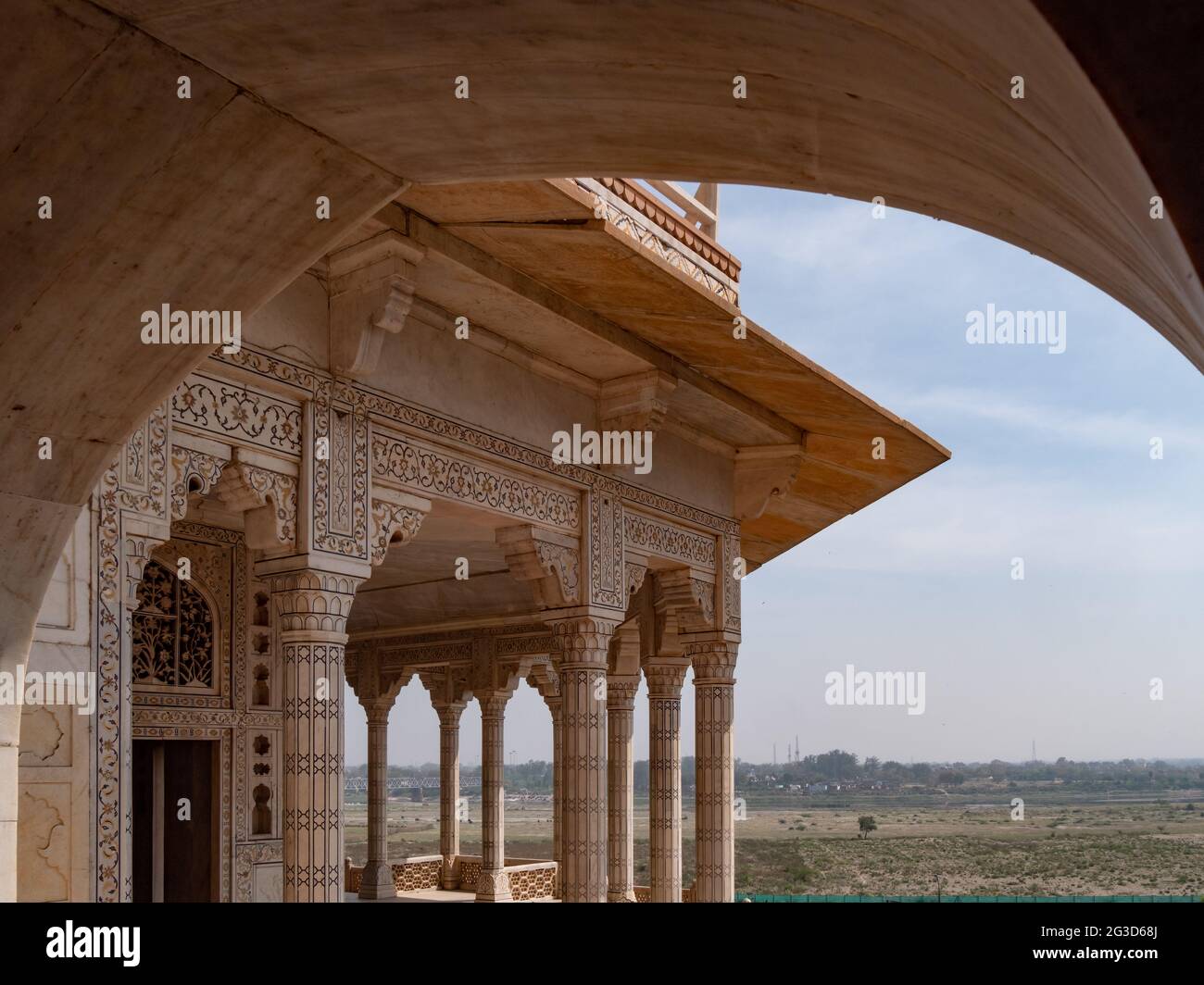 AGRA, INDIA - MARCH, 28, 2019: a khas mahal palace exterior balcony at ...