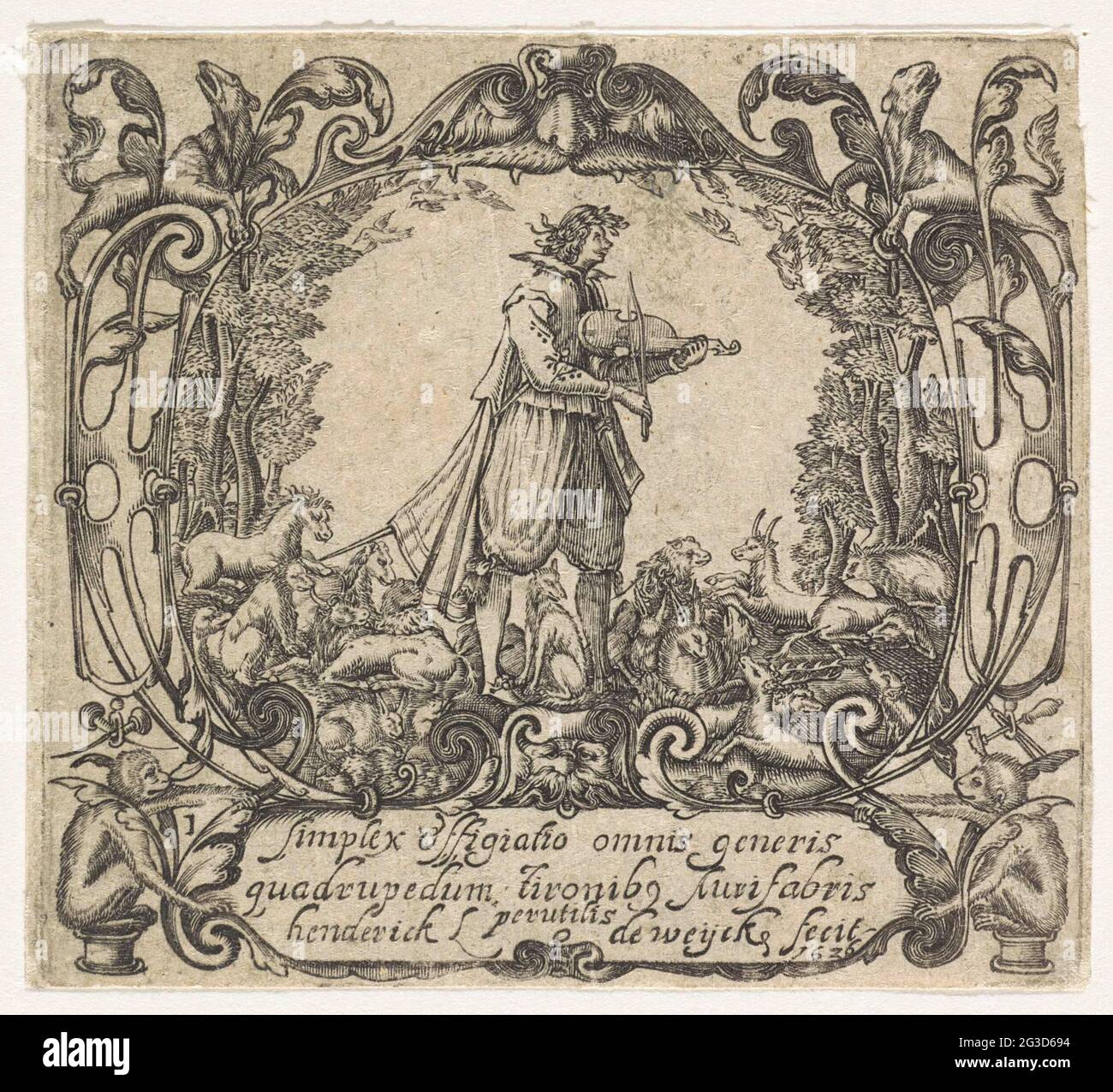 Orpheus plays for the animals. Landscape with orpheus playing the veud ...