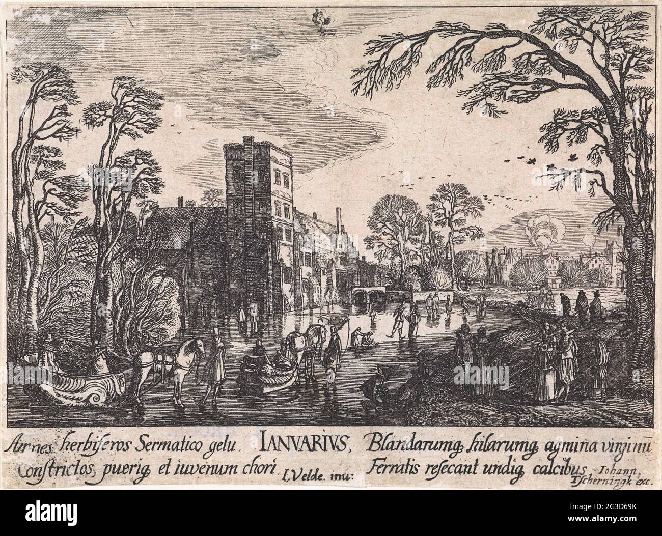 January; Ianuarius; The twelve months, with village scenes, copies ...