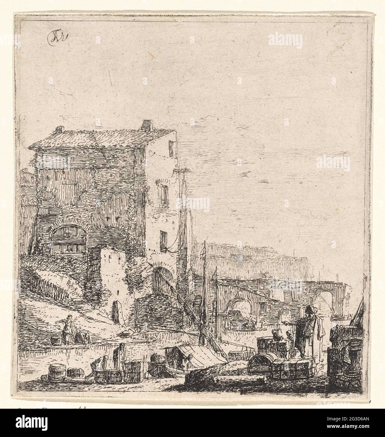 Oriental merchant at a river; Southern landscapes with figures. An ...