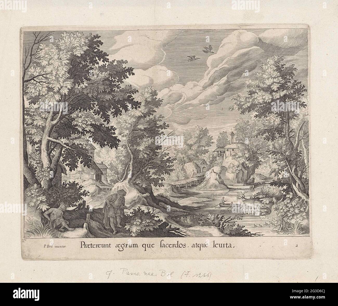 Priest walks past the wounded traveler; Praetereunt Aegum Que Sacerdos ...