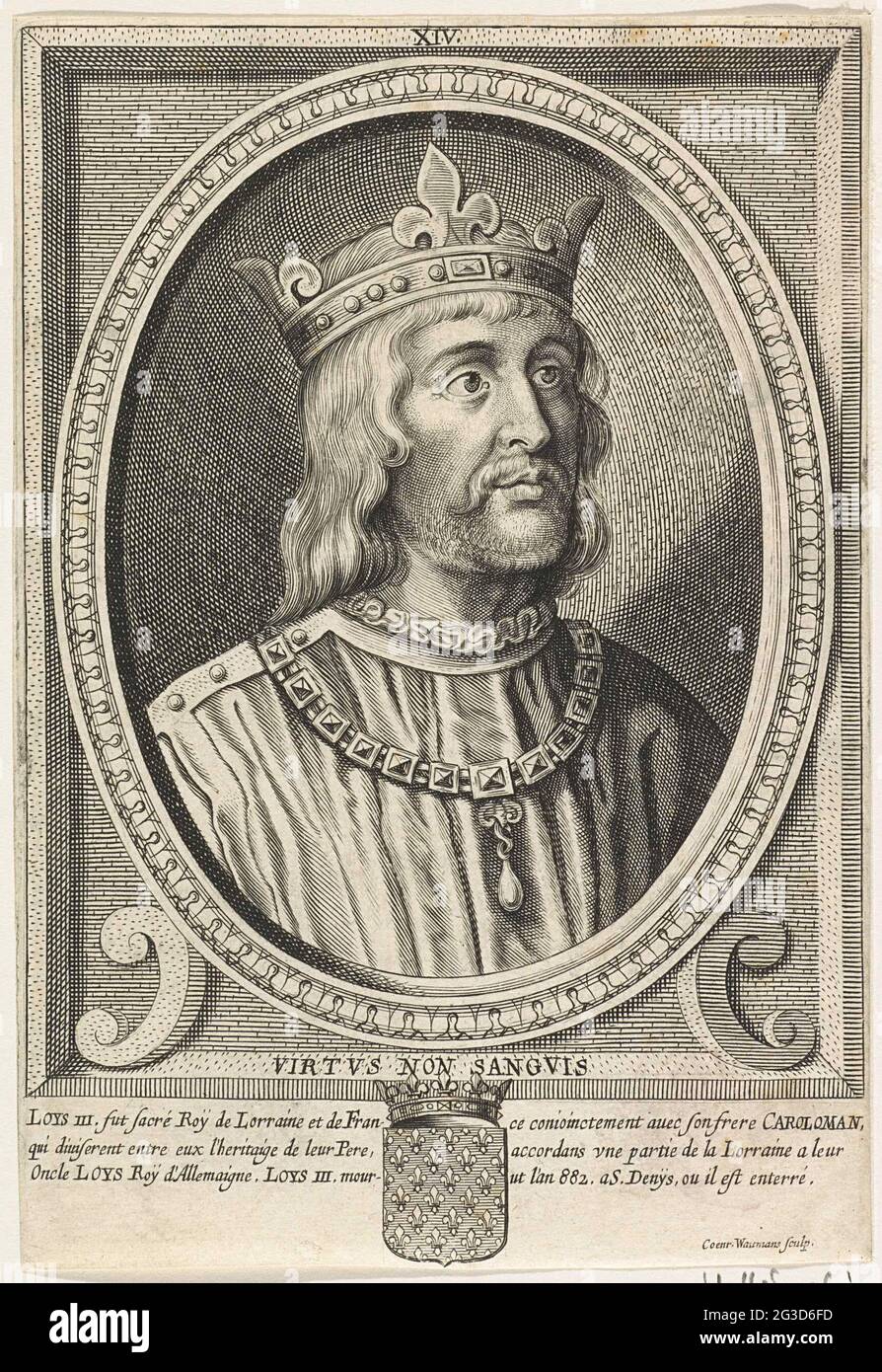 Portrait of Louis III, king of France. Portrait of Louis III, king of ...