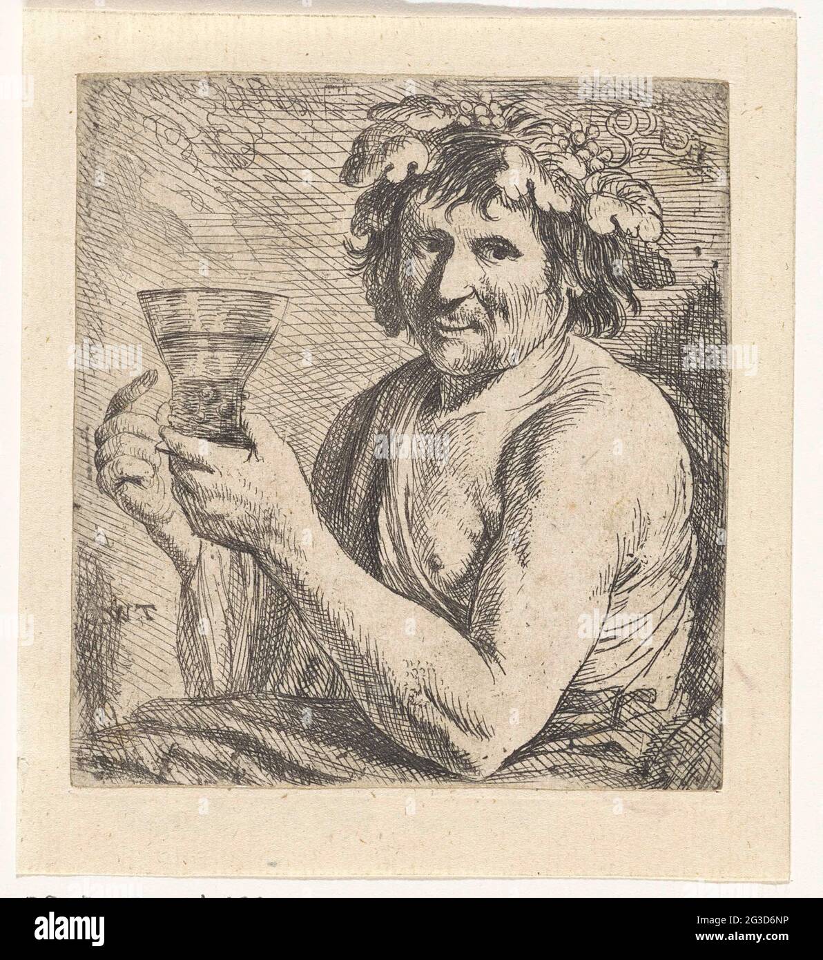Bacchant with Roemer. Bacchus points to a grumbling in his left hand ...