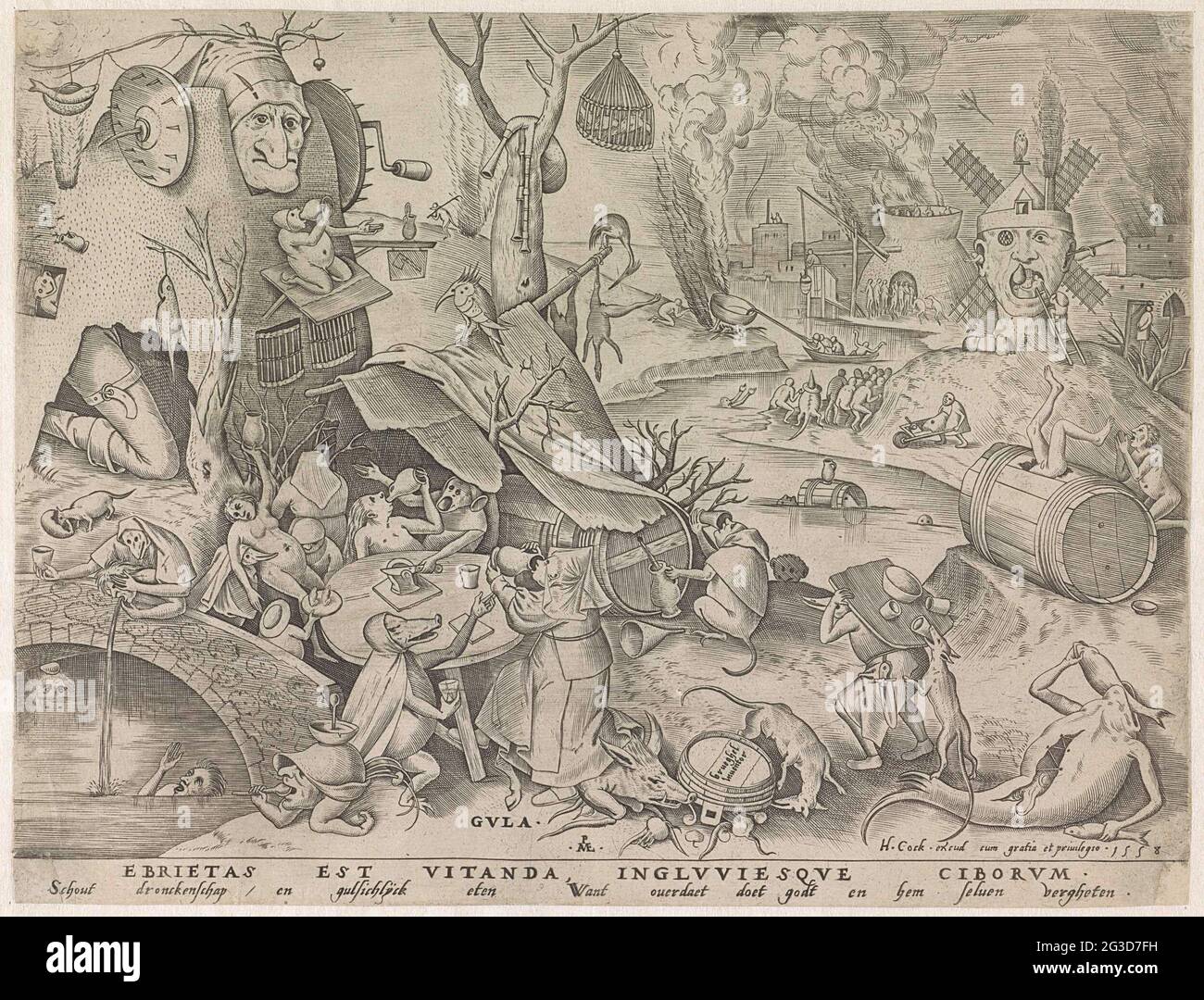 Gluttony; Gula; The seven deadly sins. The female personification of ...