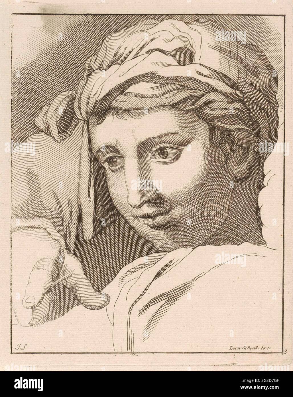 Study of a woman's head (?) With a headscarf; Studies of human heads ...