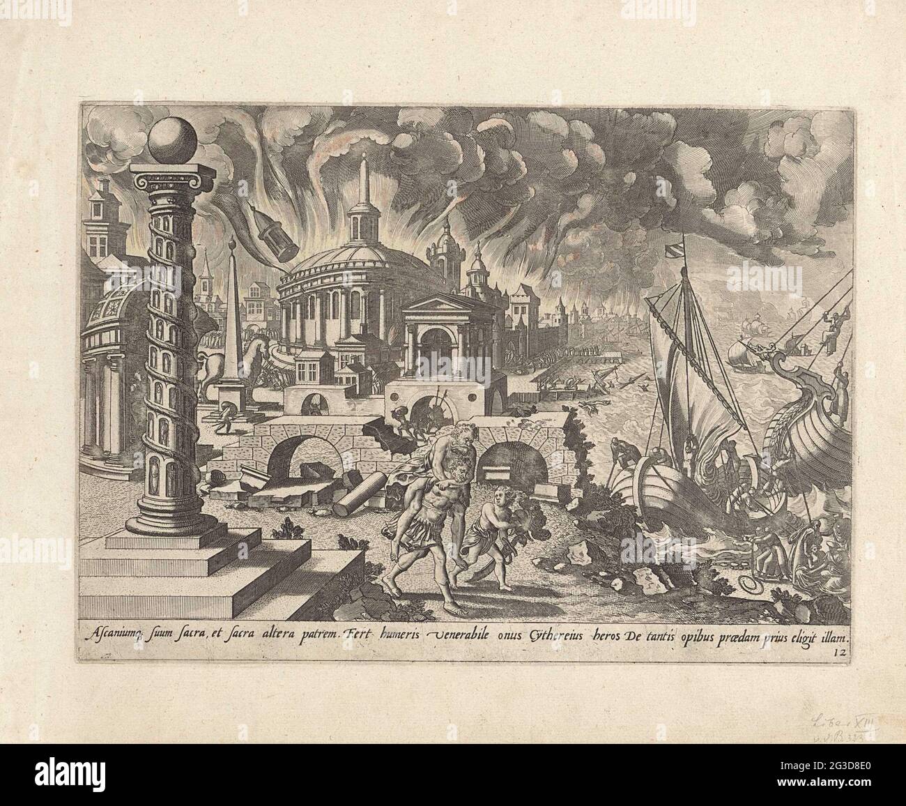 Aeneas saves his father from the burning troy; Metamorphoses from Ovid ...