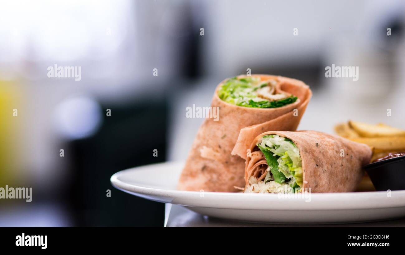 Selective focus of fresh vegetarian rolls on a plate Stock Photo - Alamy
