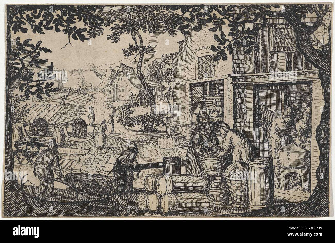 Laundry and bleaching fields, ca. 1600; Professions in Noord-Holland ...