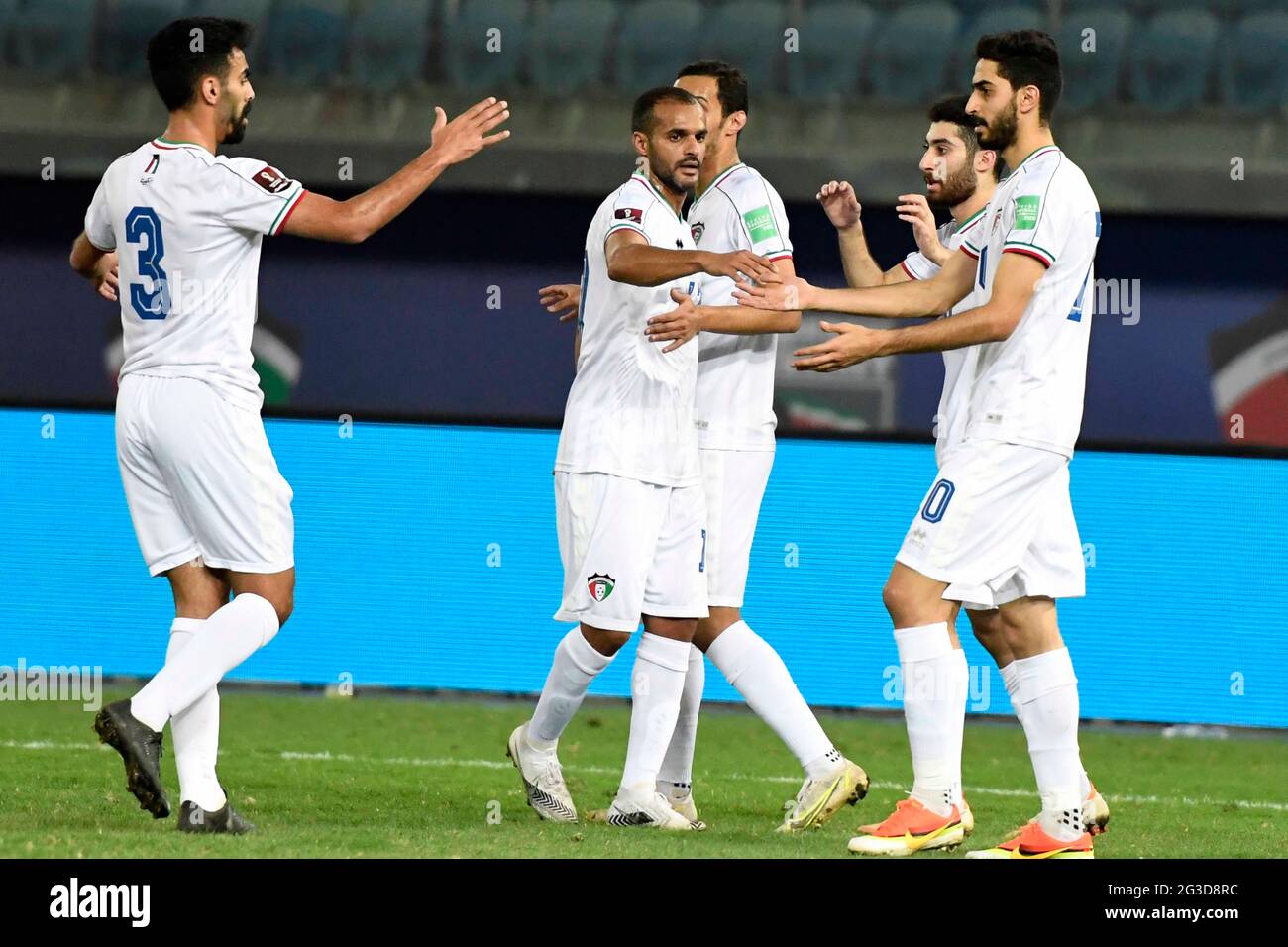 Kuwait City, Kuwait. 15th June, 2021. Players of Kuwait celebrate ...