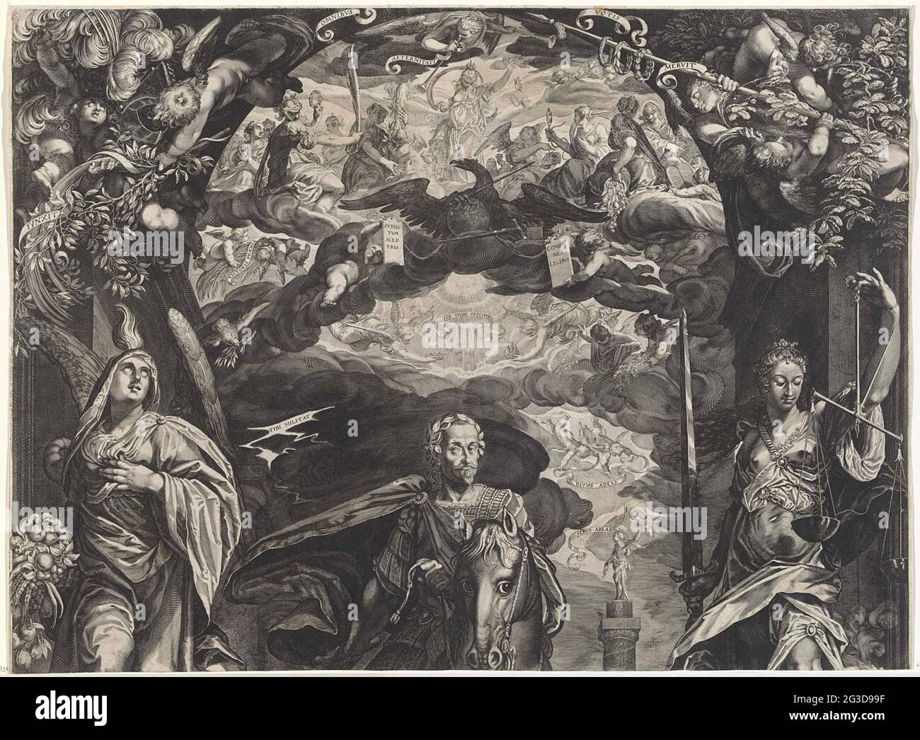 Emperor Ferdinand II on horseback (upper sheet). Emperor Ferdinand II ...