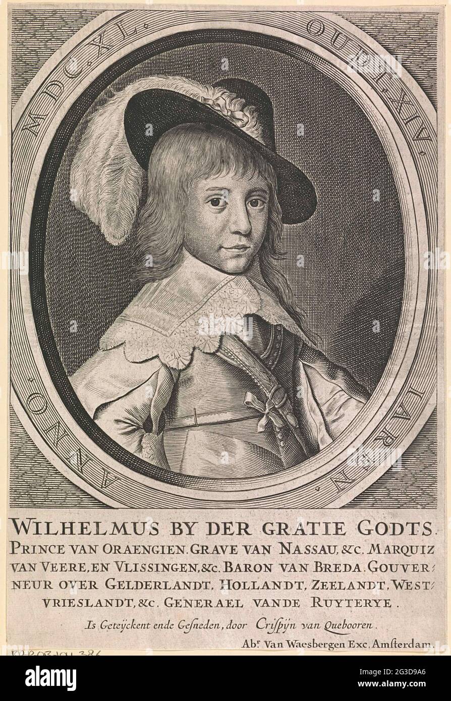 Portrait of Willem II, Prince of Orange, at the age of 14. Portrait of ...