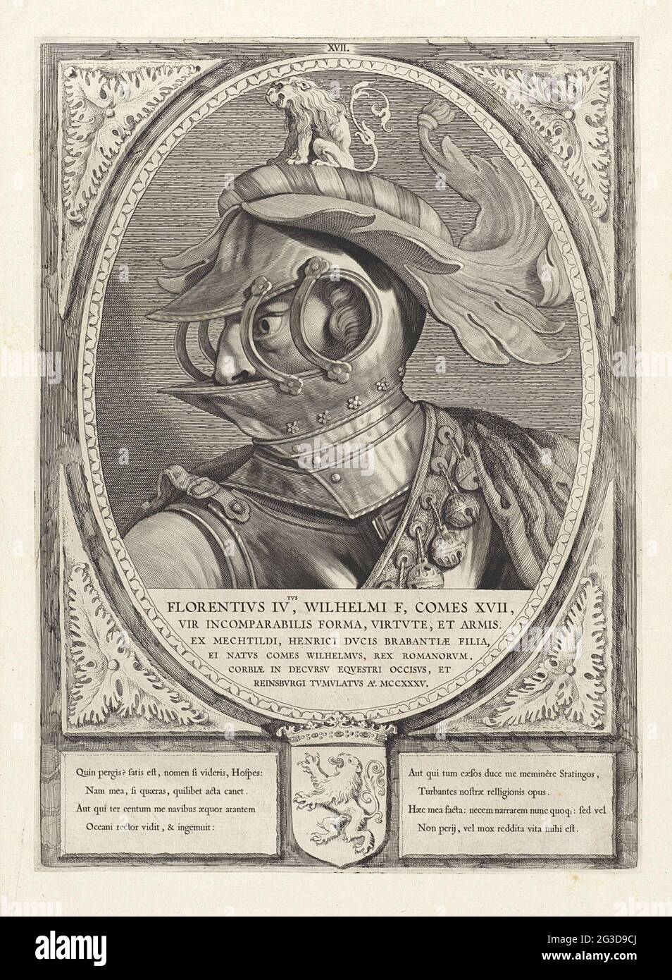 Portrait of Floris IV, Count of Holland; Florentivs IVTVS, Wilhelmi F ...