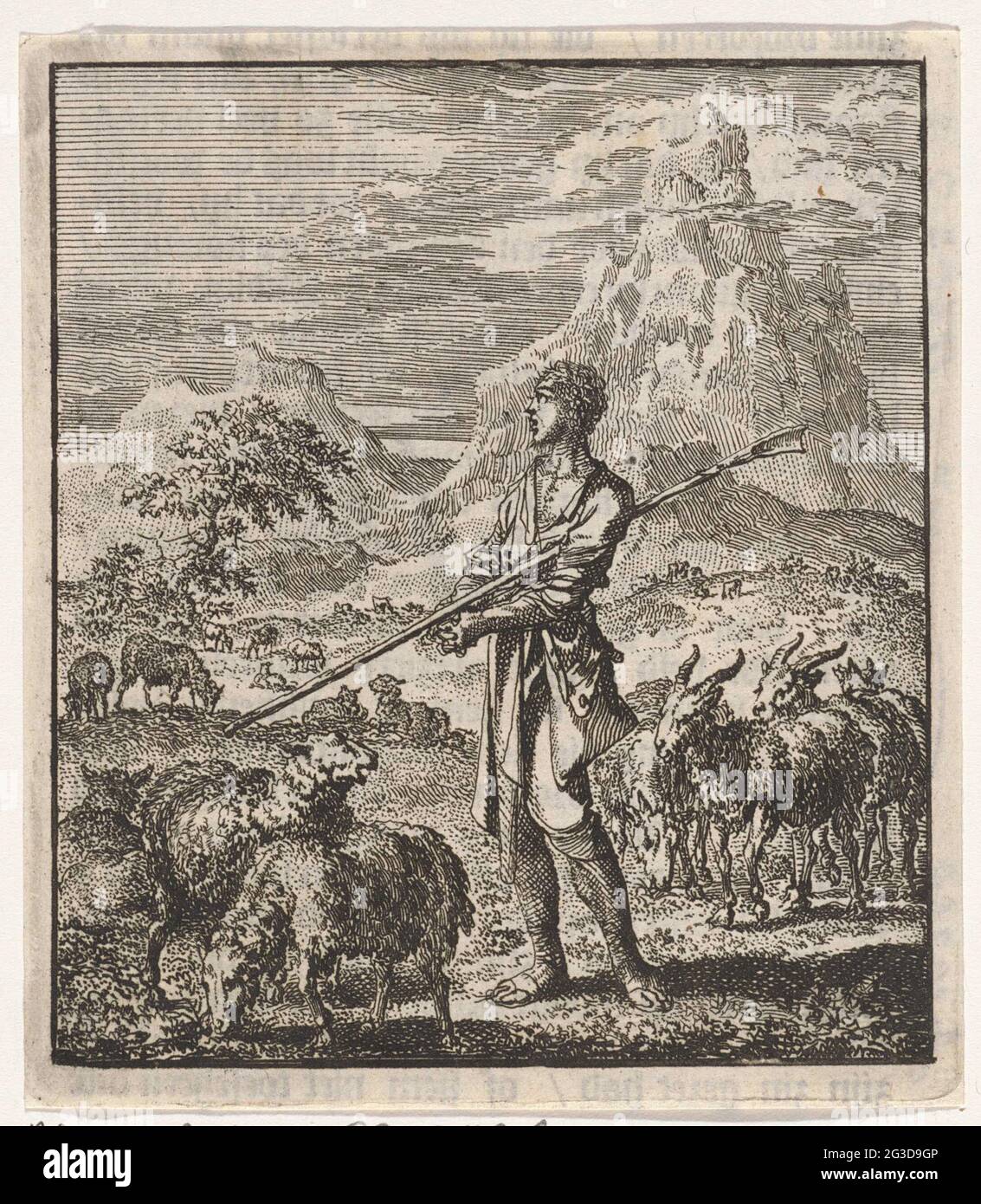 Moses with his shepherd staff under the arm stands in the middle of his ...