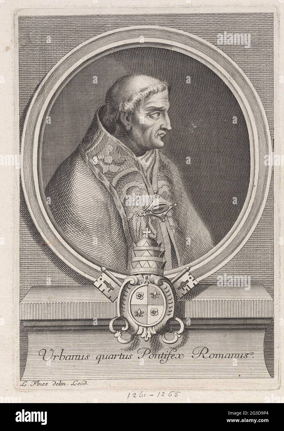 Portrait of Pope Urbanus IV; Urbanus Quartus Pontifex Romanus. Portrait ...