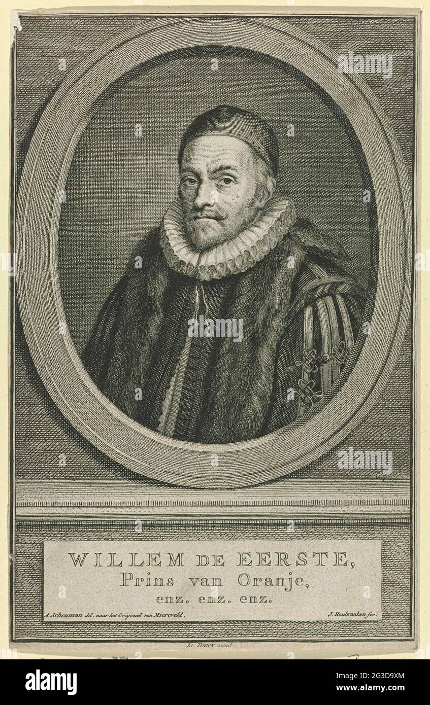 Portrait of Willem I, Prince of Orange. Portrait of Willem I in an oval ...