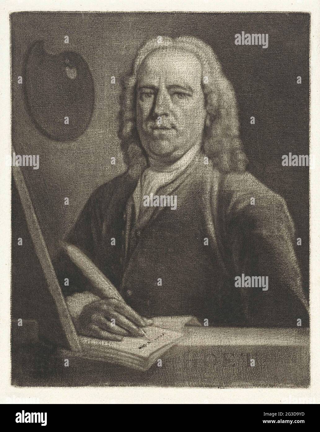 Portrait of Gerard Hoet. The painter and print maker Gerard Hoet makes ...