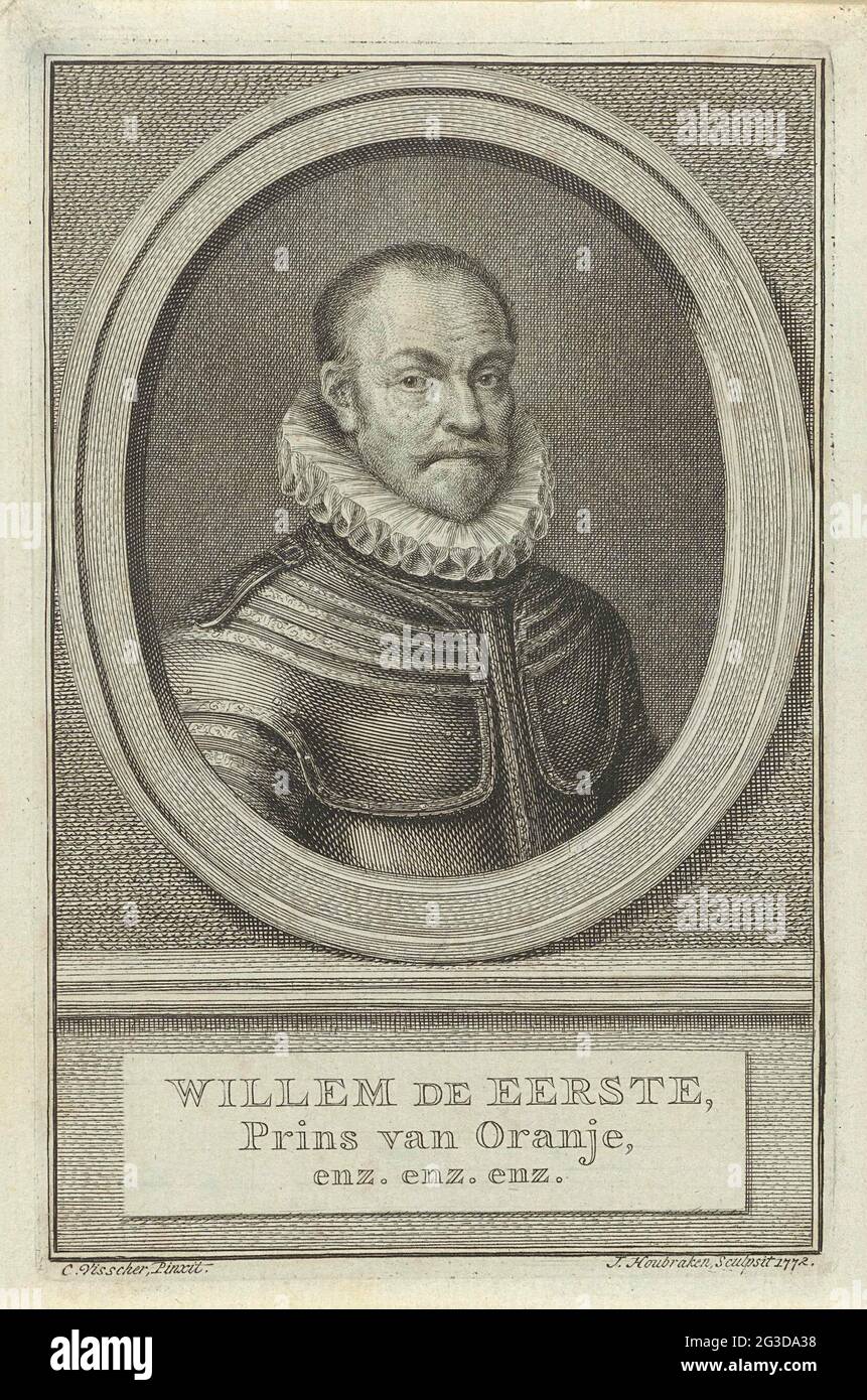 Portrait of Willem I, Prince of Orange. Portrait of Willem I in an oval ...