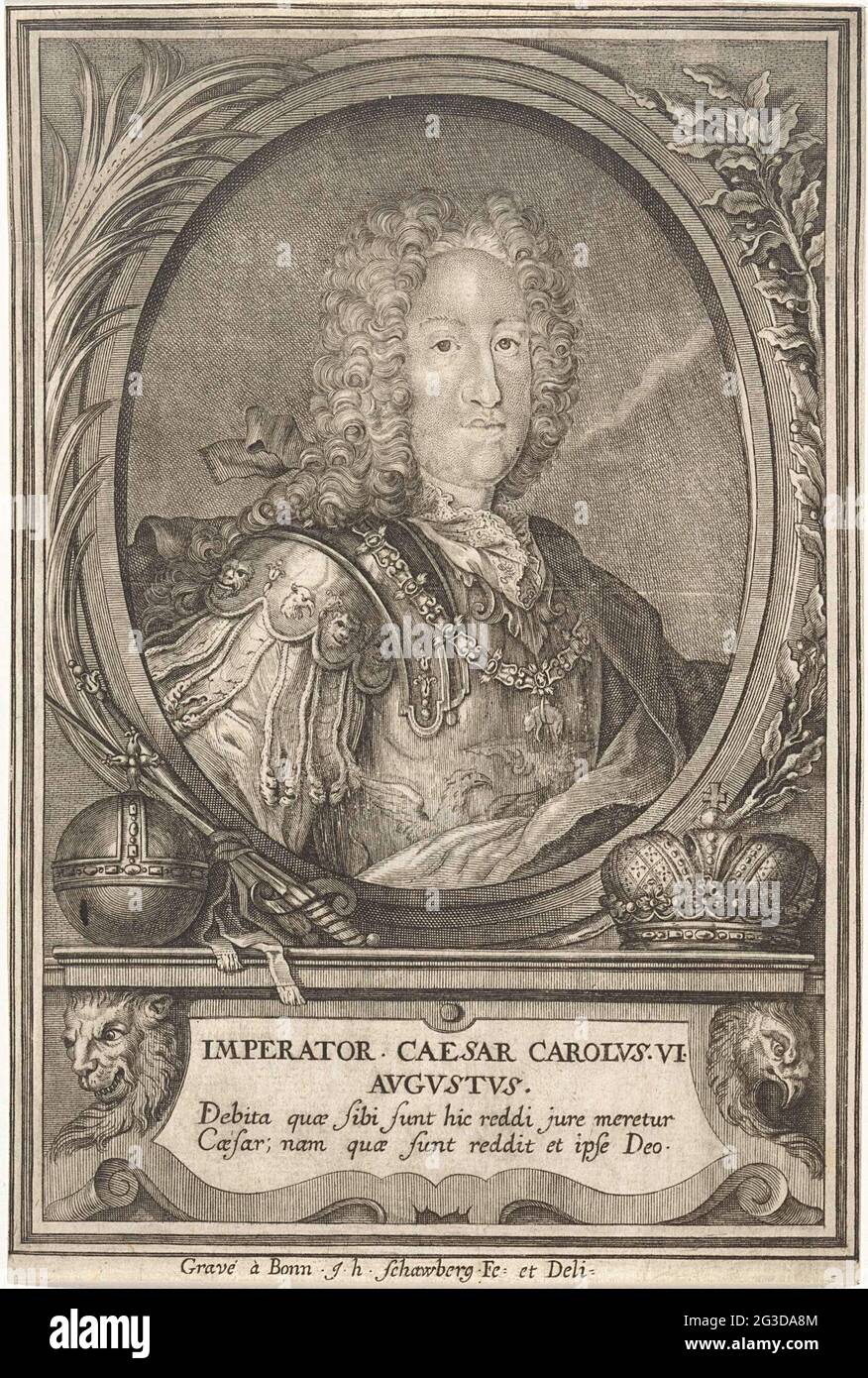 Portrait of emperor Charles VI. Bust of Emperor Charles VI in an oval ...