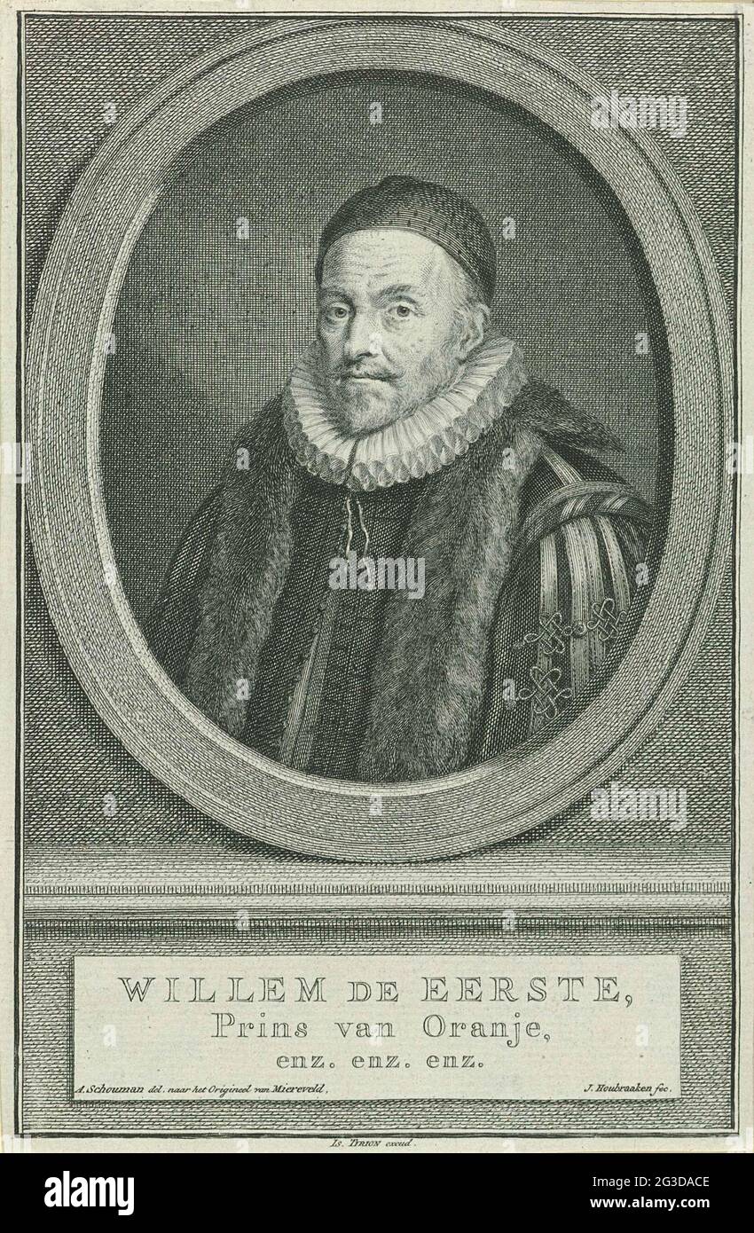 Portrait of Willem I, Prince of Orange. Portrait of Willem I in an oval ...