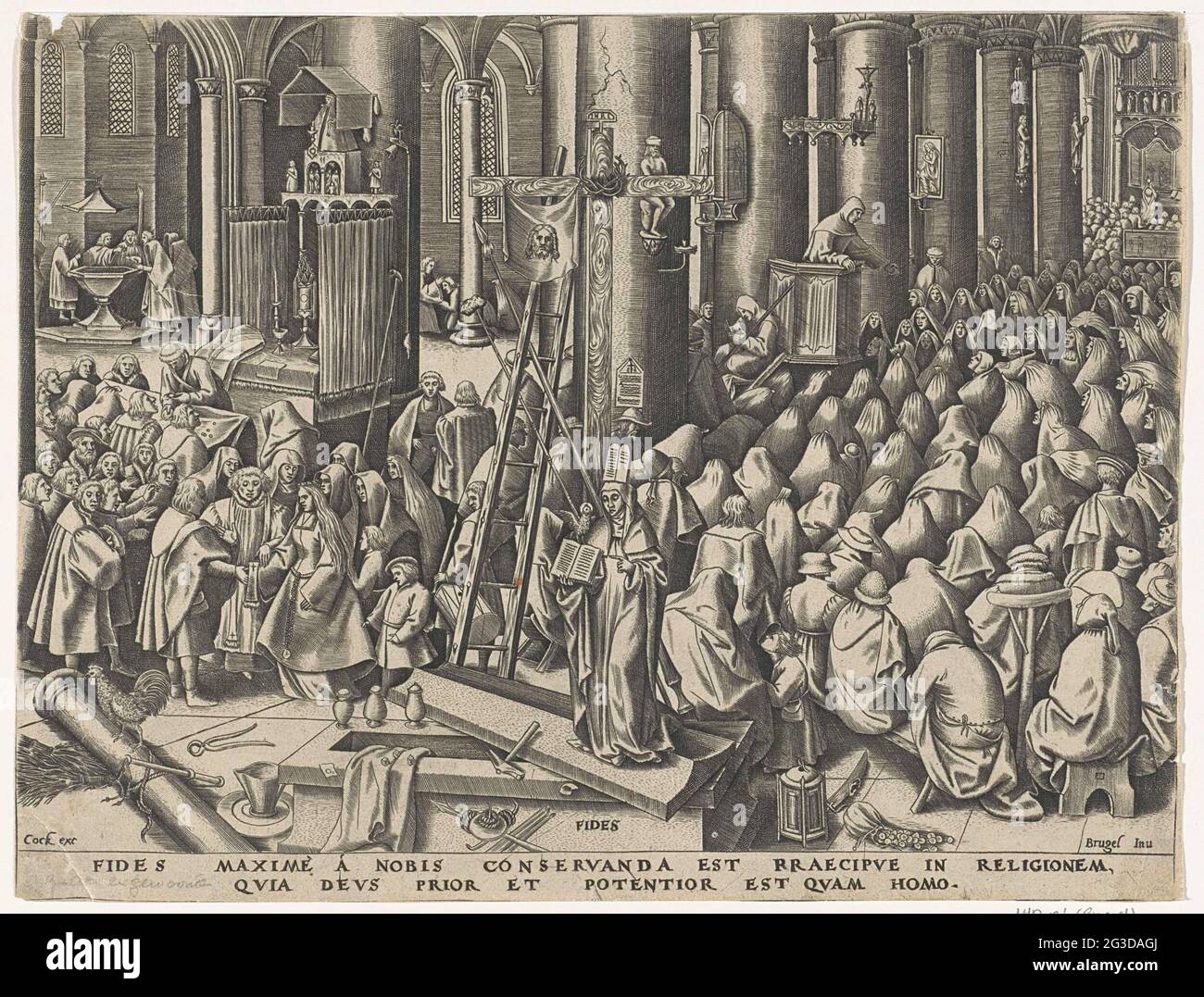 Faith; Fides; The seven virtues. The female personification of faith ...