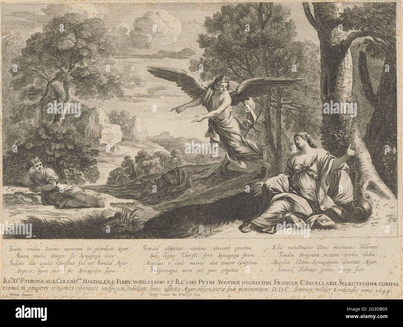 The angel at Hagar and Ismaël in the desert. Hagar with an empty ...