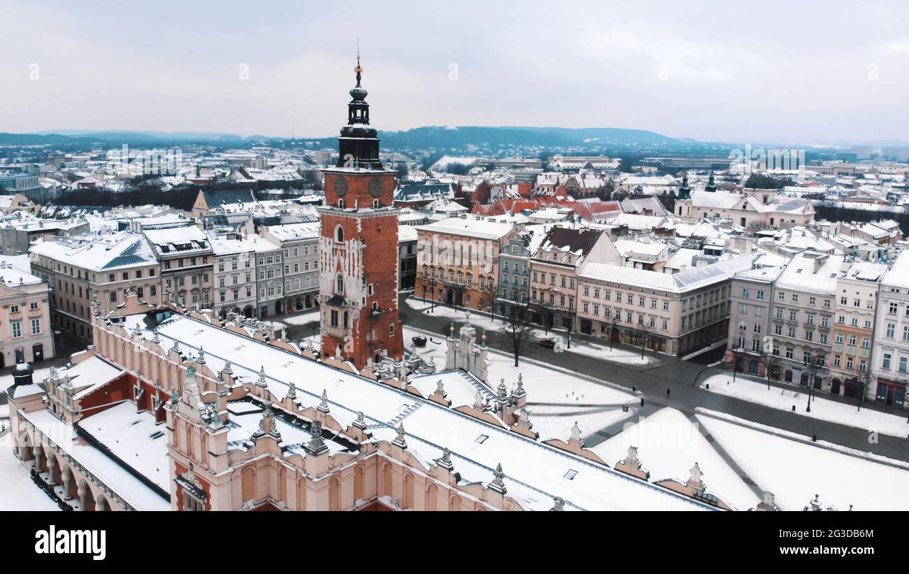 Krakow's Town Hall Tower in the Main Market Square surrounded by ...