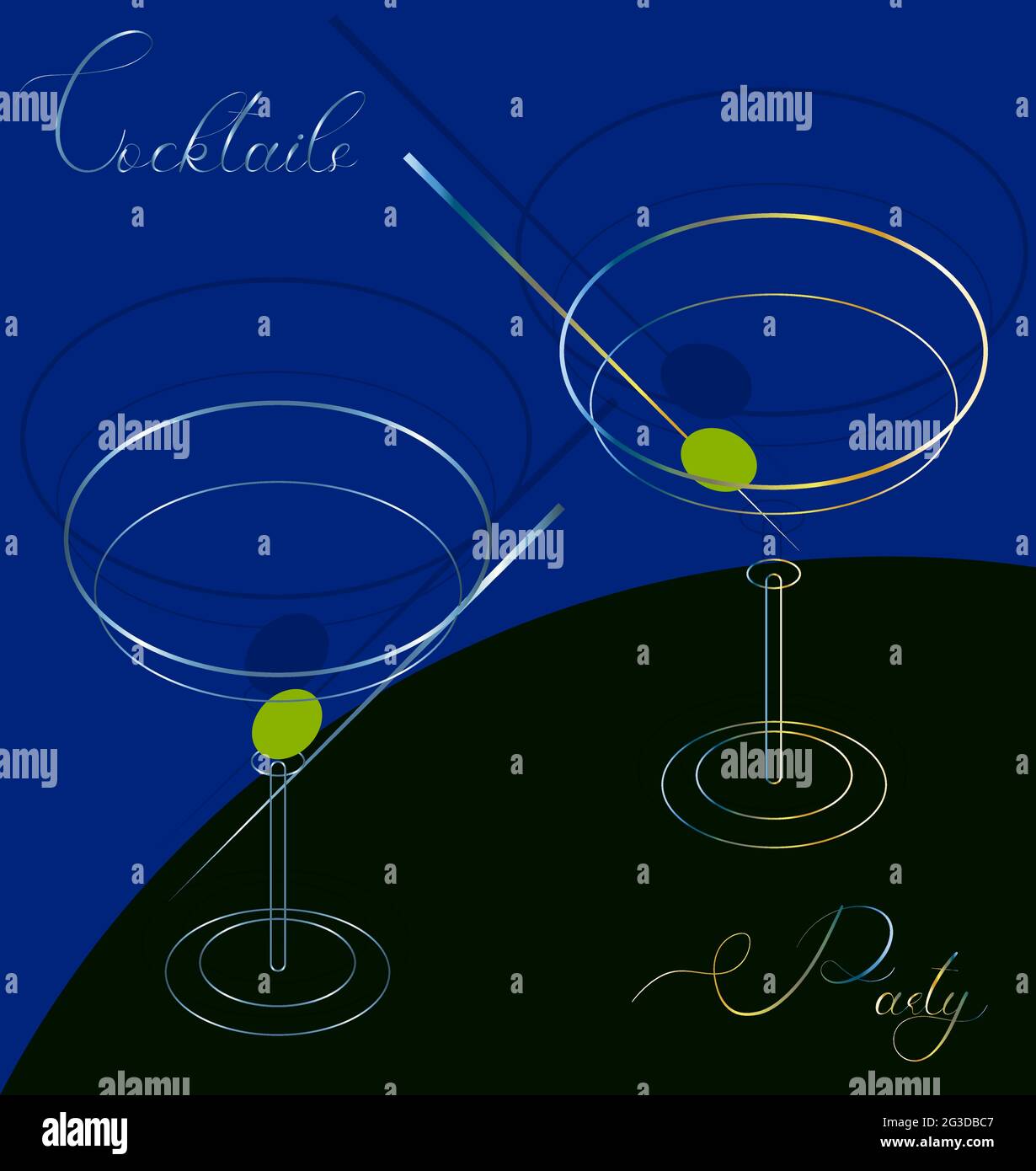 abstract martini glasses with olives for cocktail party 8 Stock Vector ...