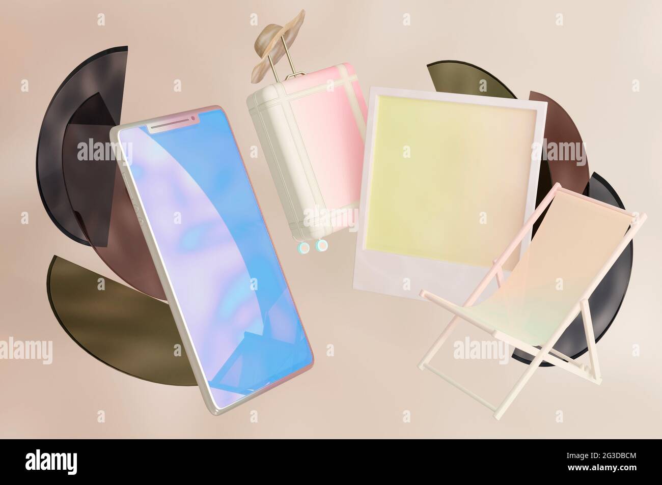 3d illustration. Abstract Summer banner. pastel color tone minimalism ...