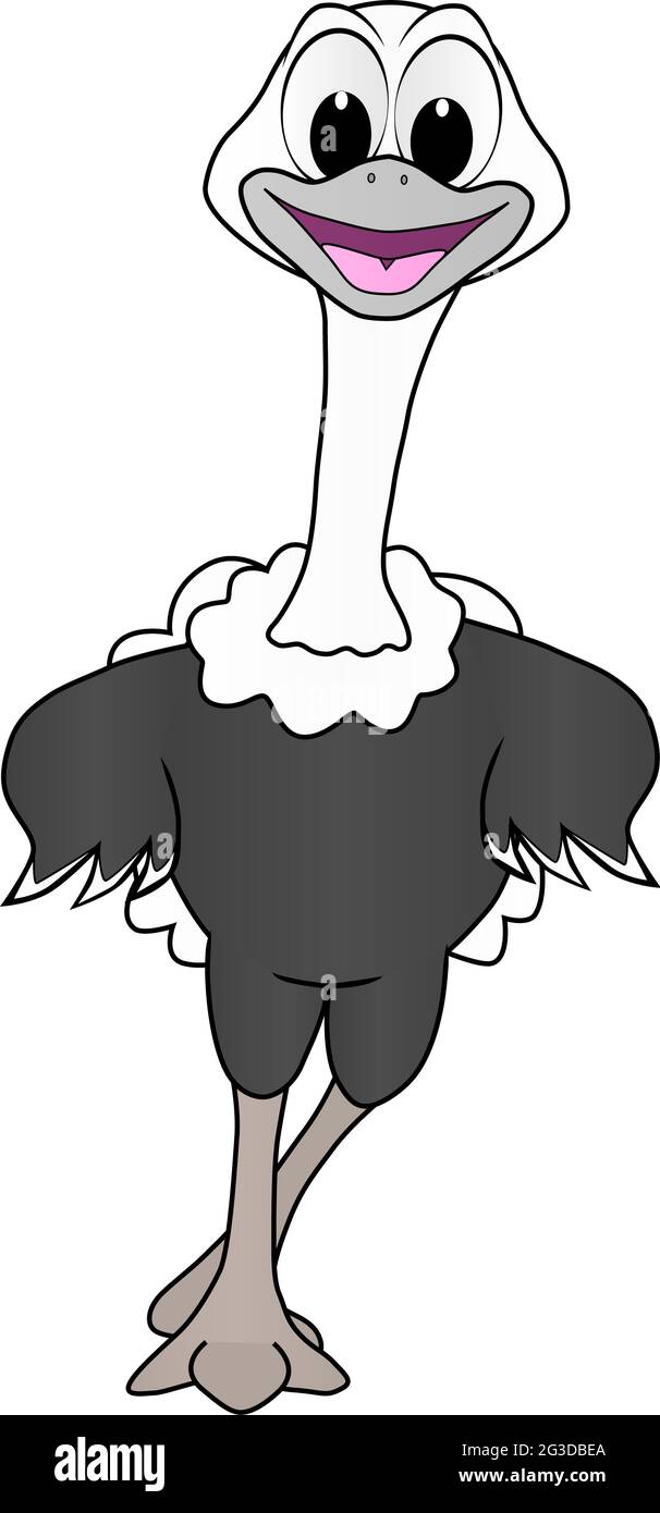 Cartoon illustration of a friendly ostrich Stock Photo - Alamy