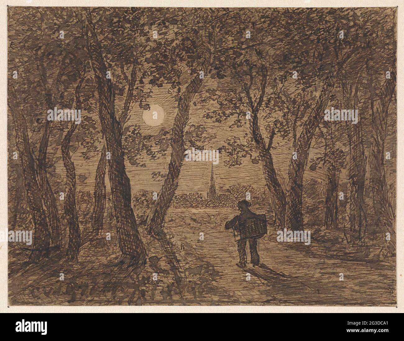 Man walking out of a forest at moonlight Stock Photo - Alamy