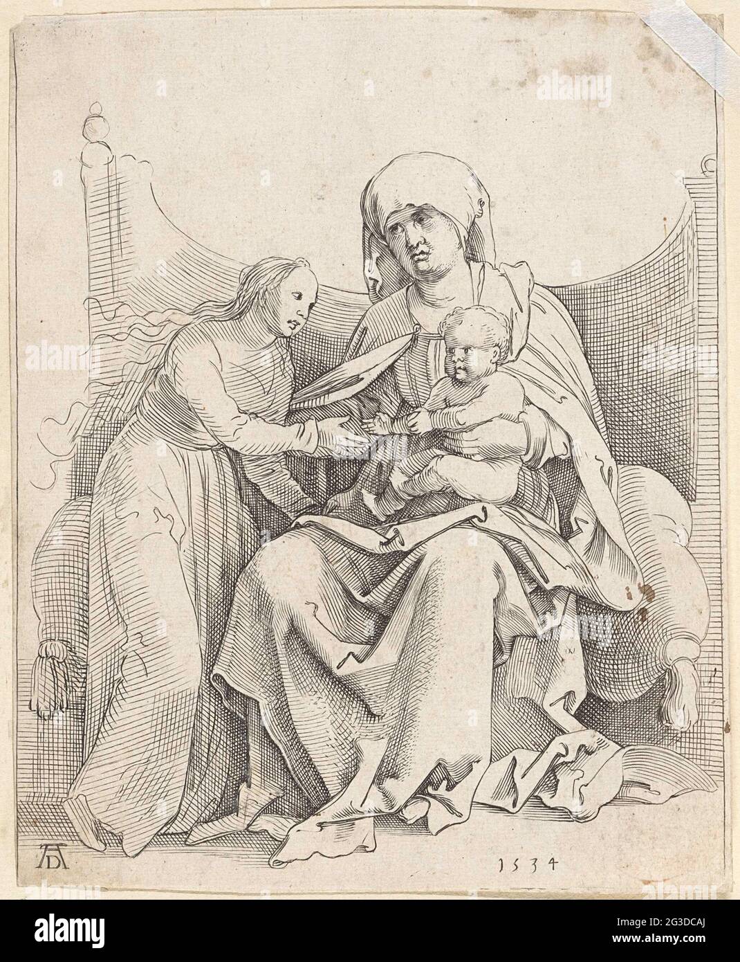Maria with the Christ child and a young woman. The Christ child is at ...