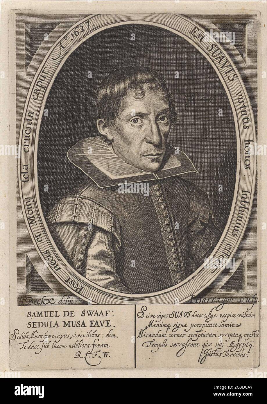 Portrait of Samuel de Swaef. Bust to the right of the artist Samuel de ...