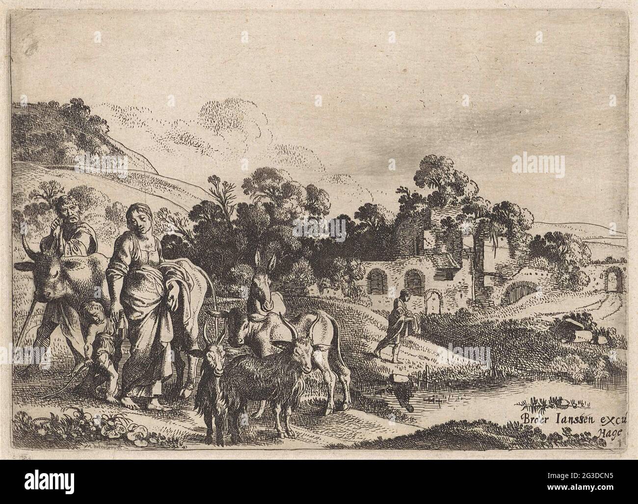 Hagar's departure; The story of Hagar. In a landscape with ruins, Hagar ...