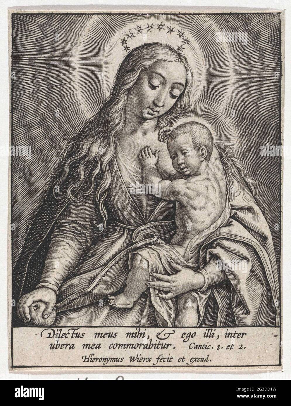 Maria with Christ child on the chest. Maria is on her chest with the ...