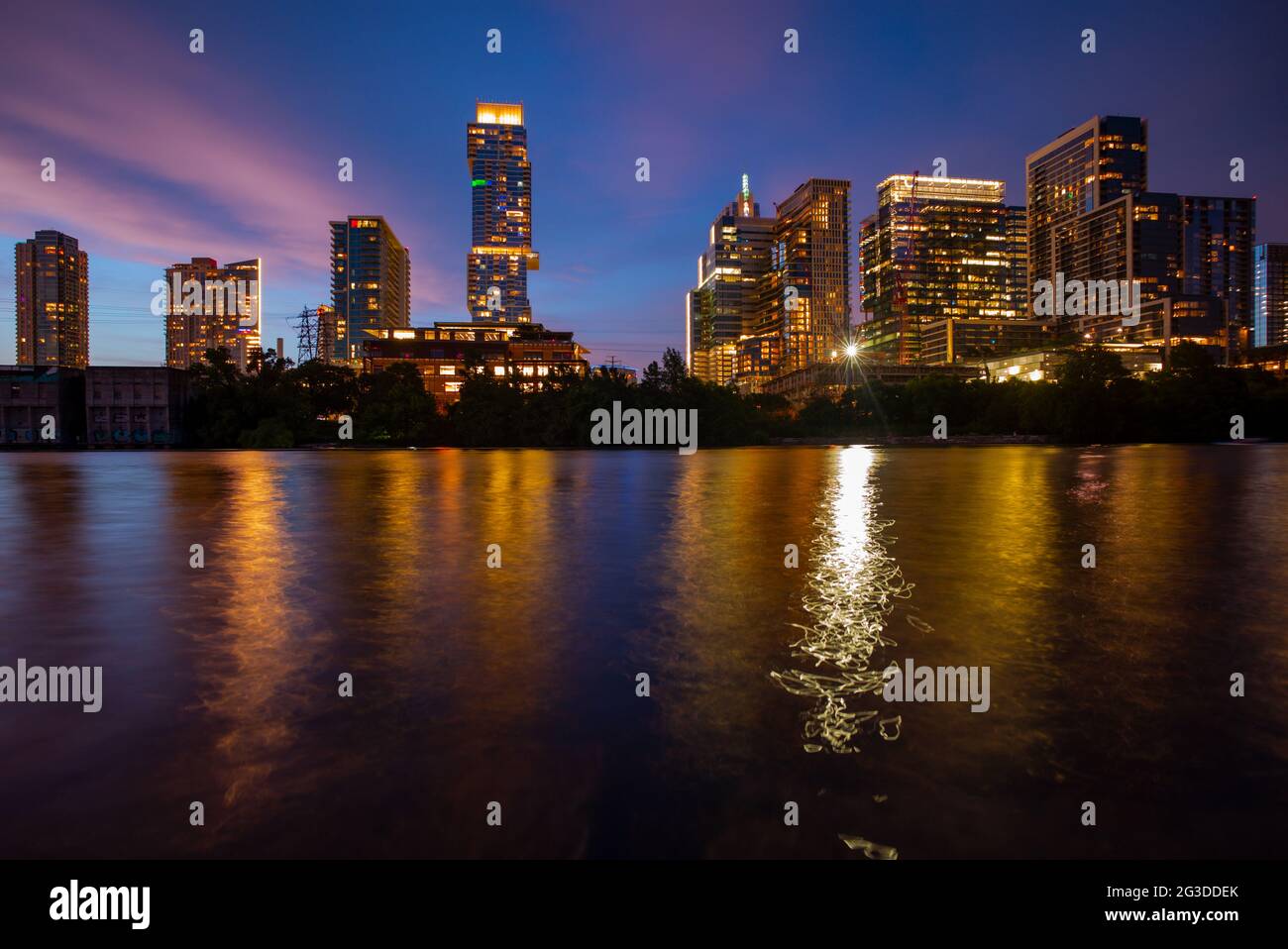 Austin Texas skyline cityscape downtown. USA Austin city. Night sunset ...