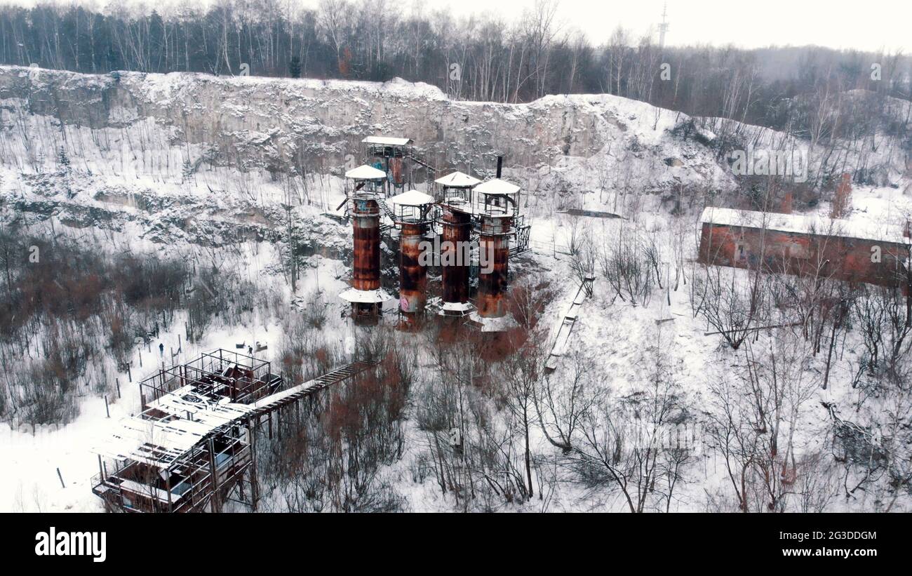 Aerial view of Liban quarry Kamieniolom in Krakow, Poland during the ...
