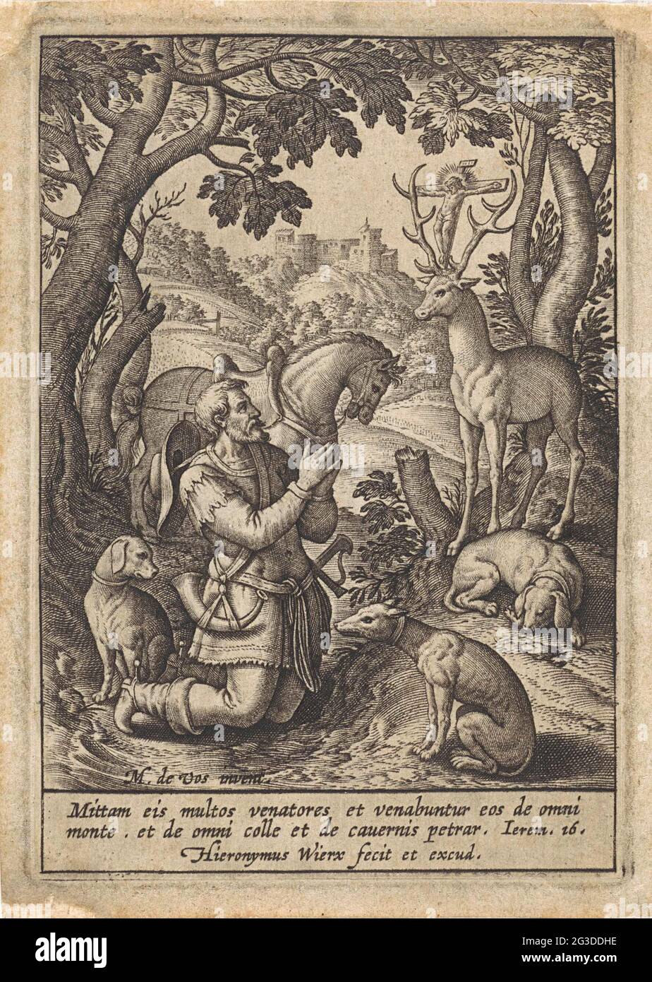 Conversion from H. Hubertus. The Holy Hubert knress in the forest for a ...