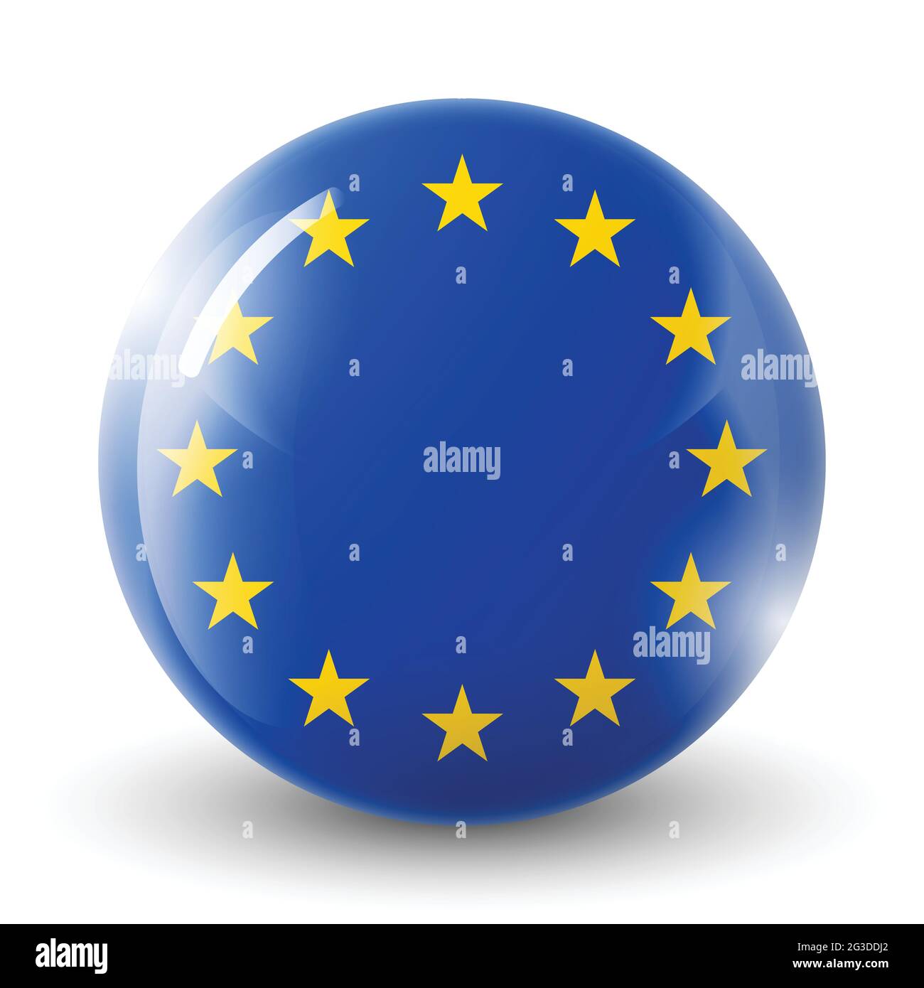 Glass light ball with European Union flag. Round sphere, template icon ...