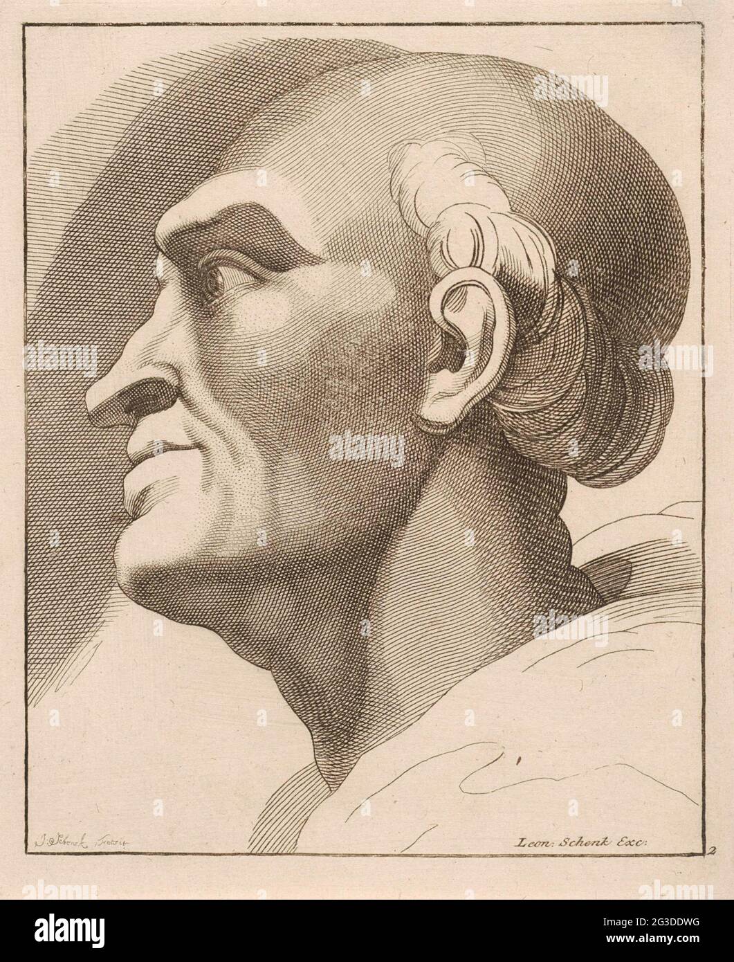 Study of a man's head with tonsure; Studies of human heads. Study of a ...