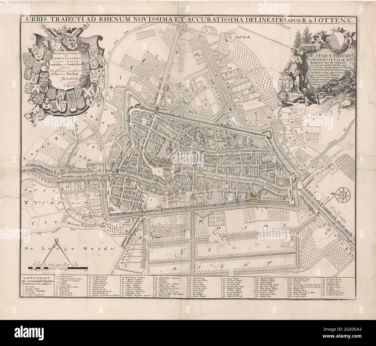 Map of Utrecht. Map of the city of Utrecht. Above left a cartouche with ...