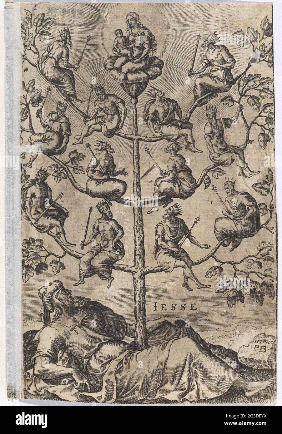 Tree of Jesse. From the body of the sleeping Jesse rises a tree with ...