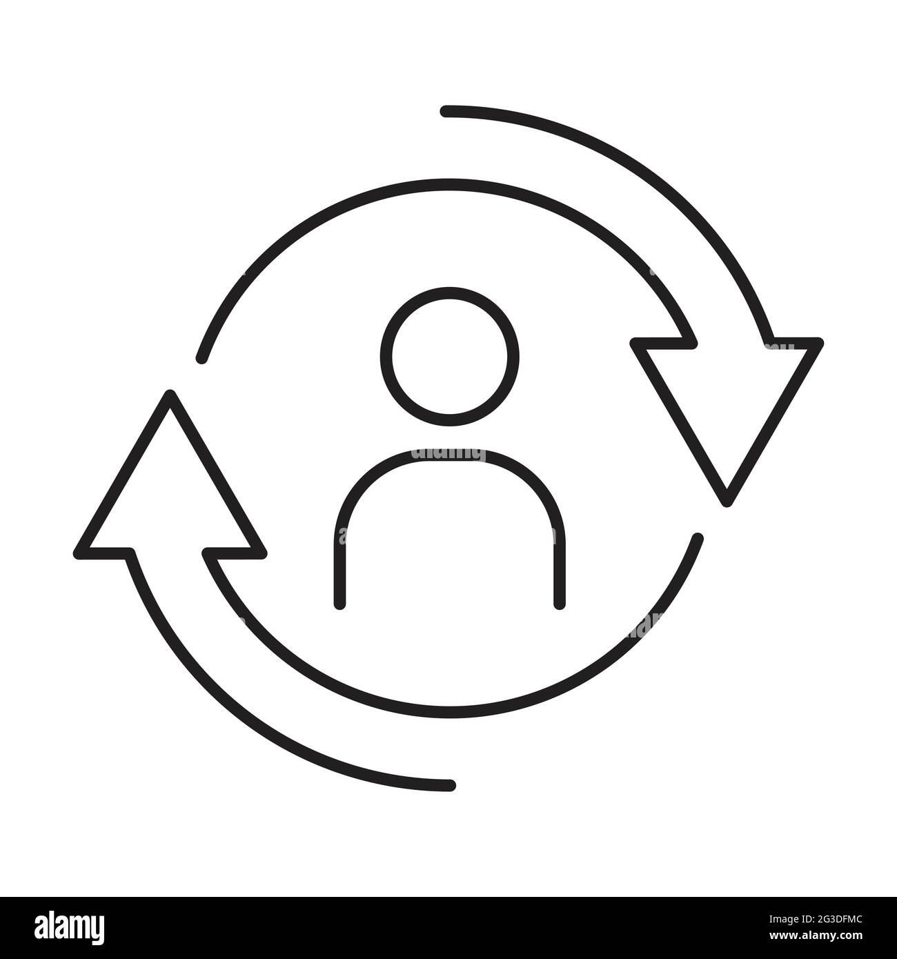 Personnel change outline icon vector people in round cycle symbol human ...