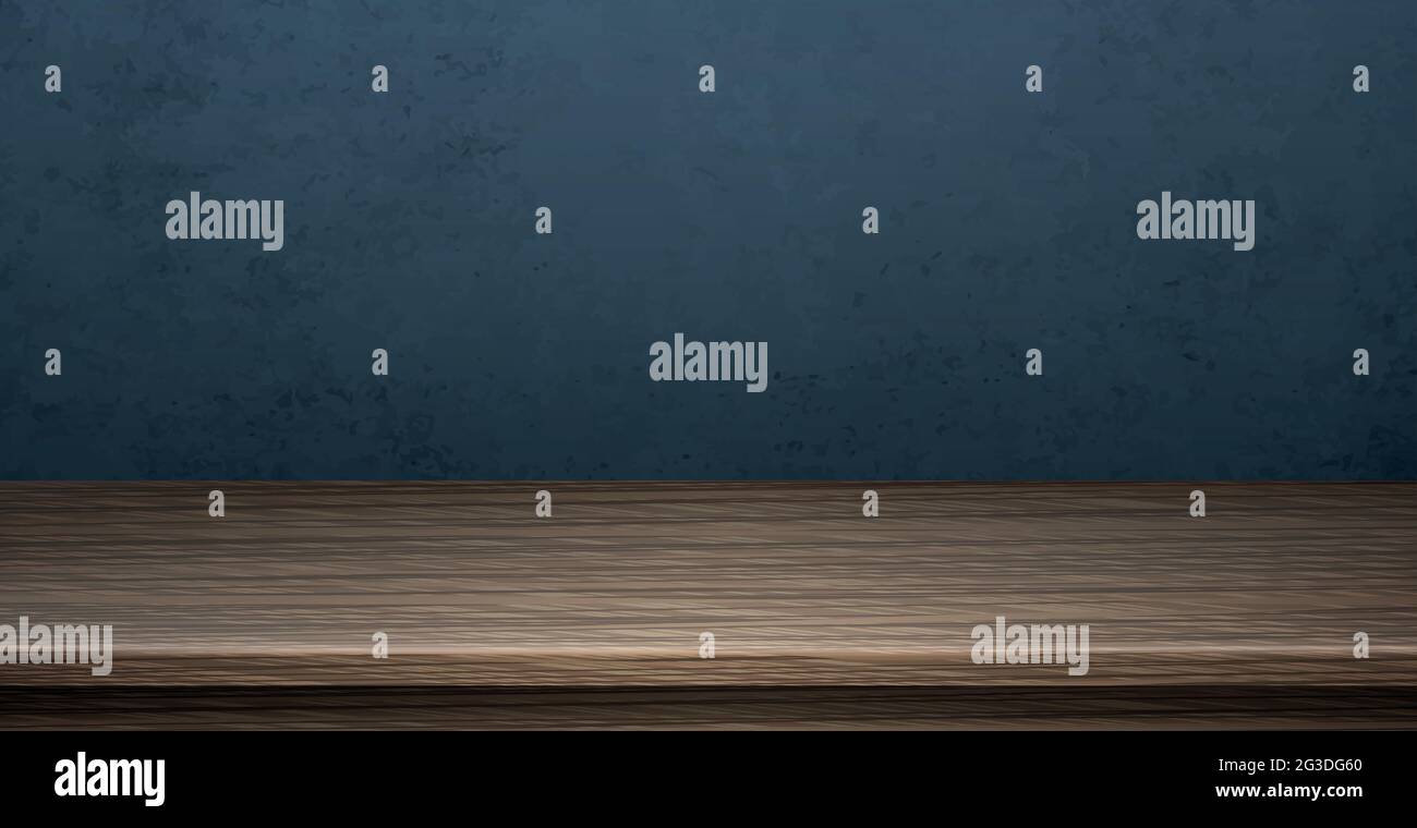Large table top made of solid dark wood, dark blue background - Vector ...