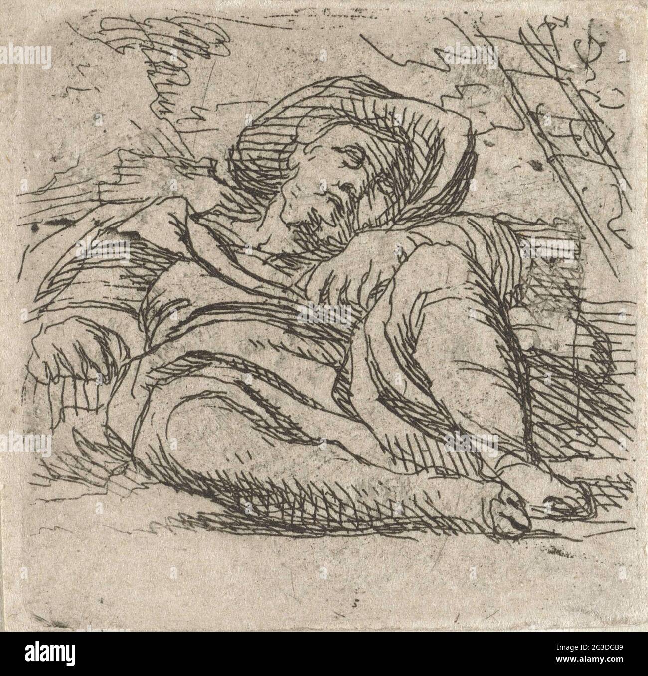 Sleeping man with hat Stock Photo - Alamy