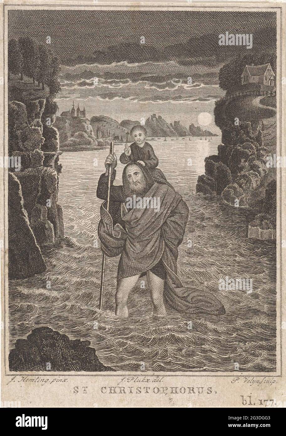 St. Christophorus. Saint Christophorus with the Christ child on his ...